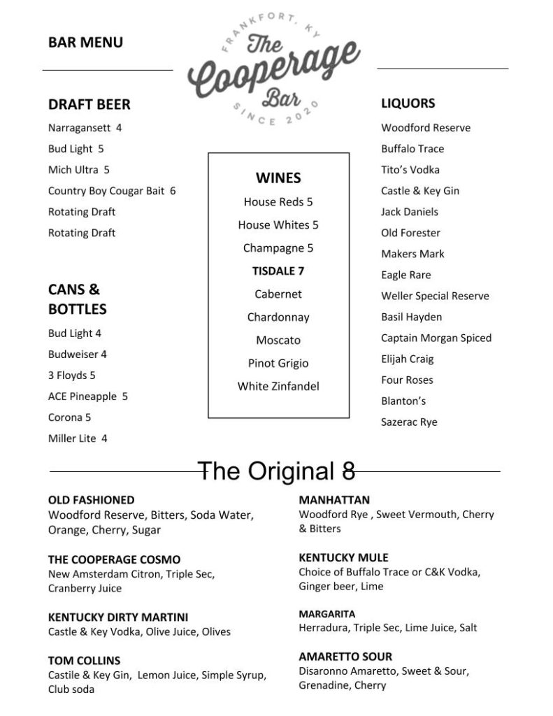 The Cooperage Bar | Upscale Downtown Bar | Frankfort, KY